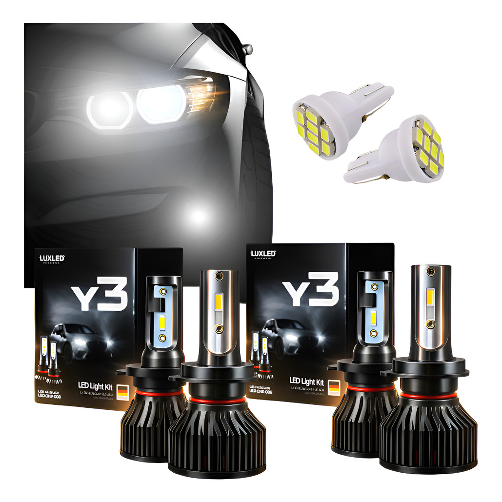 Kit Lampada Led Farol Carro H7 Farol Baixo H1 Alto Ultra 22000 Lumens ...