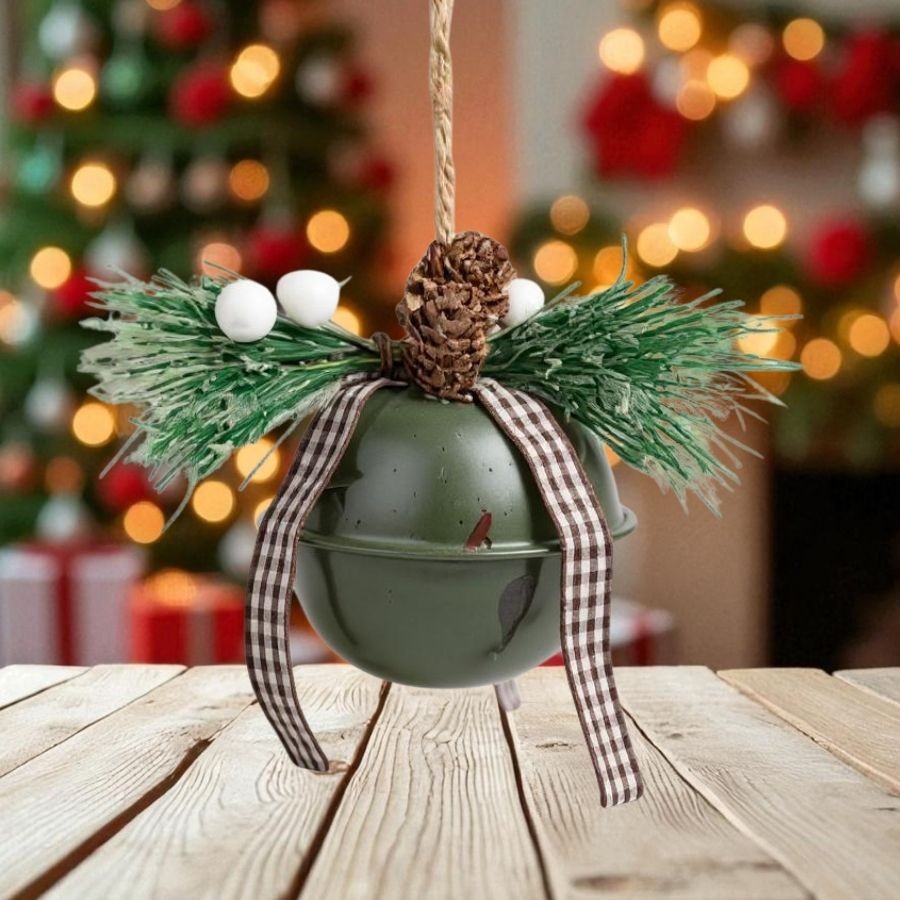 Enfeite De Pendurar De Natal - Guizo Com Pinhas - Verde - 6cm - 1 ...