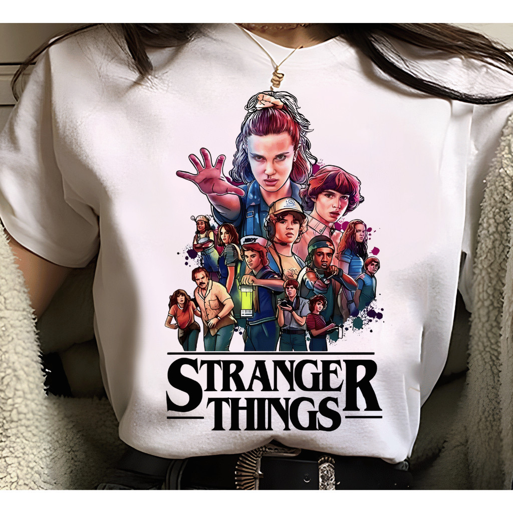 Camiseta feminina Stranger Things preta | Netflix | Shopee Brasil