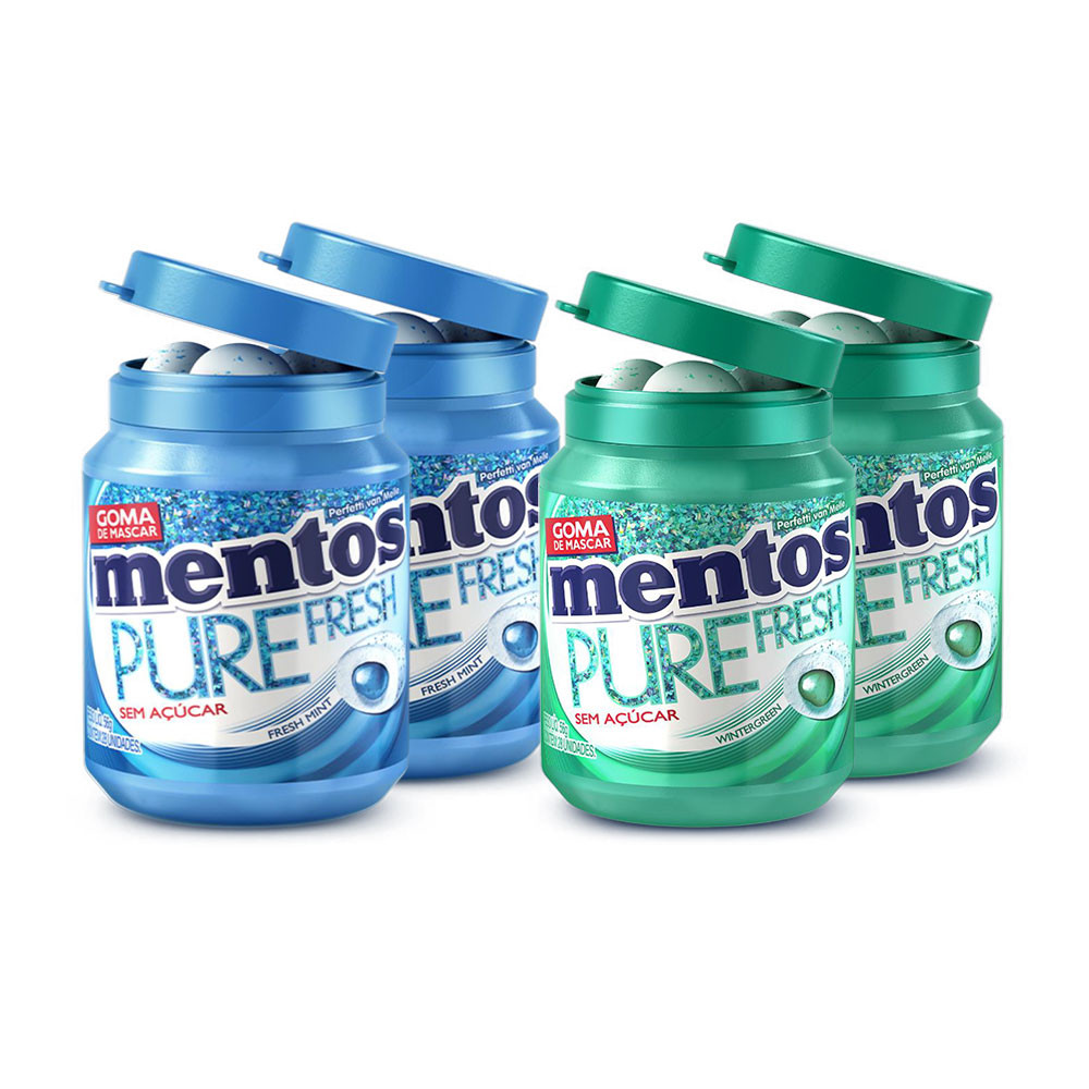 Kit 4x Goma Mentos Garrafa 56g - 2 Mint + 2 Wintergreen | Shopee Brasil