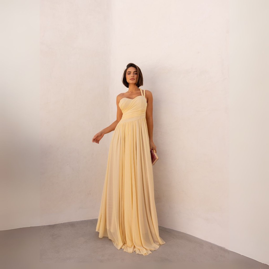 Vestido Evelyn Longo Tule Festa Madrinha Formatura Eveto Convidada ...