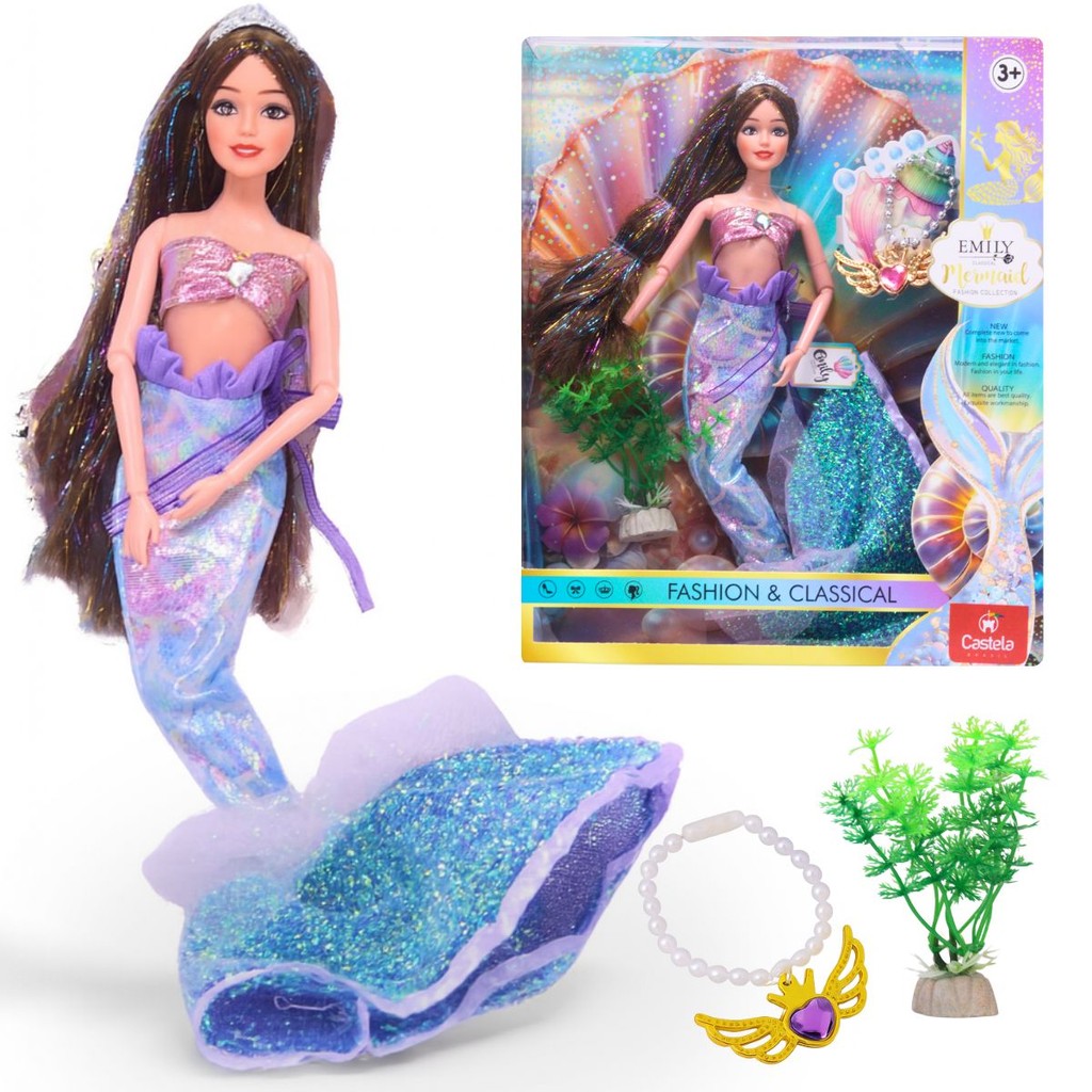 Boneca Articulada Sereia Roxa Com Acessórios - Castela | Shopee Brasil