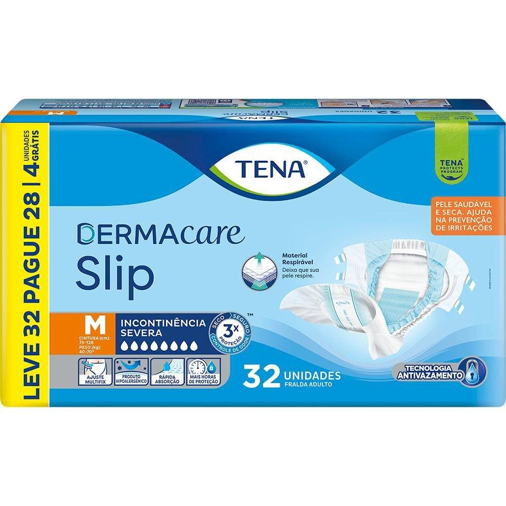 Fralda Geriátrica Tena Slip Dermacare M Leve 32 Pague 28 unidades | Shopee Brasil