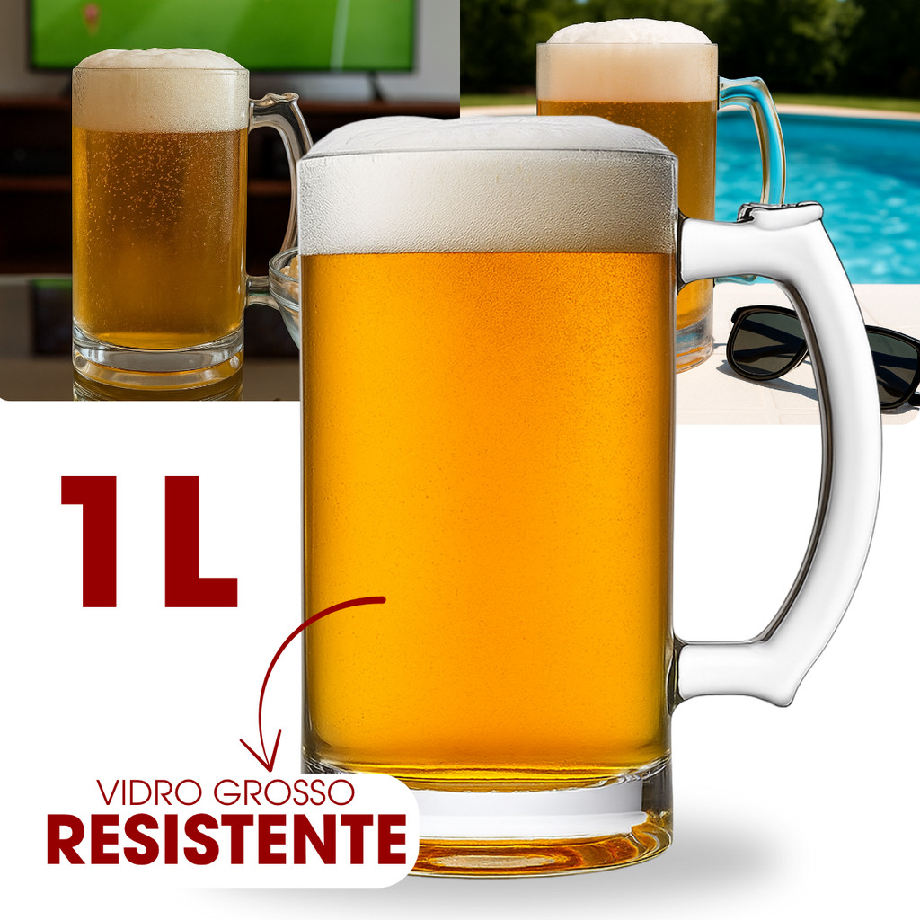 Caneca de Chopp 1L Grande Cerveja de Vidro Taberna Original Line Bar Balada Oktoberfest | Shopee ...