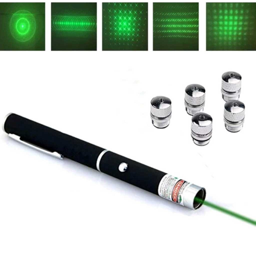 Caneta Laser Pointer Verde 5000MW Profissional 5 Pontas | Shopee Brasil