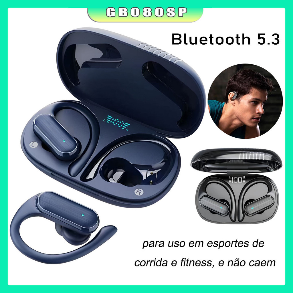 Fone Bluetooth Sem Fio Esportivo Com Gancho P/ Corrida Gancho Da Orelha ...