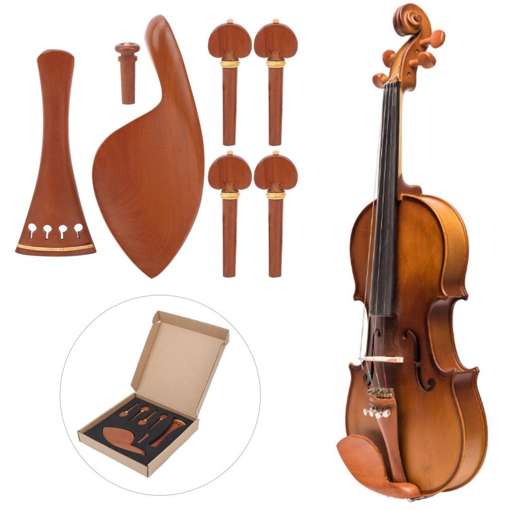 Mahogany Rosewood Violin Parts 4/4 Fittings Set with Chin Rest Stable ...