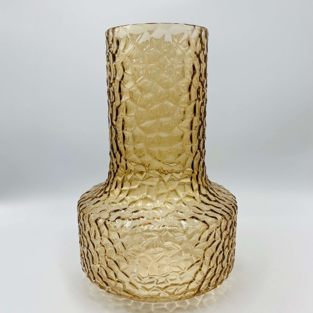 Vaso em Vidro com textura base redonda na cor âmbar G 25x17cm | Shopee ...