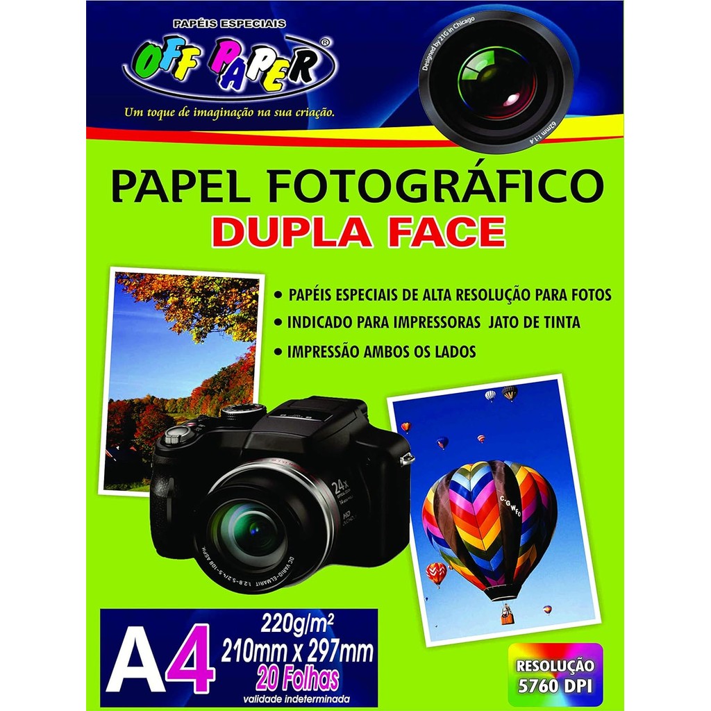 Papel Fotográfico A4 Glossy 220g Dupla Face Off Paper - 20 Folhas 220 ...