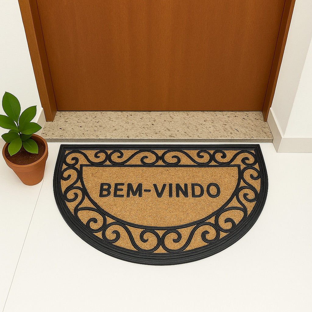 Capacho Retangular ou Meia Lua Tapete Antiderrapante Bem Vindo de ...