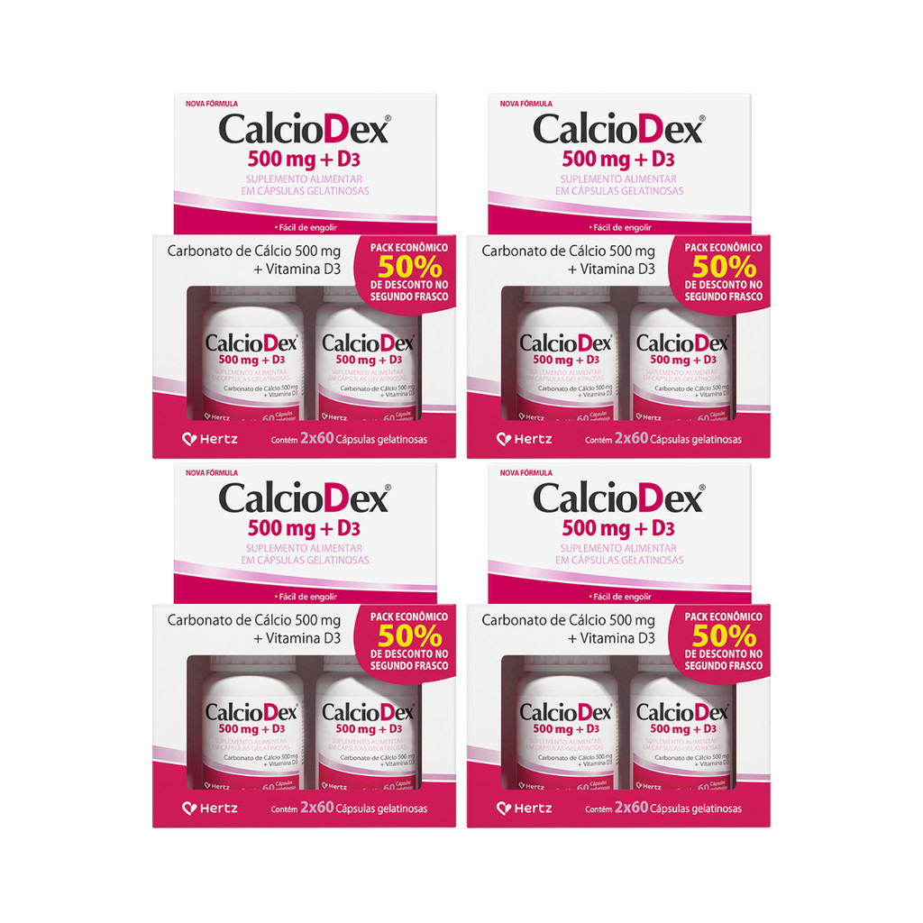 Kit 4un Kit CalcioDex + Vitamina D3 I 2x60 Cápsulas Gelatinosas - Kley ...