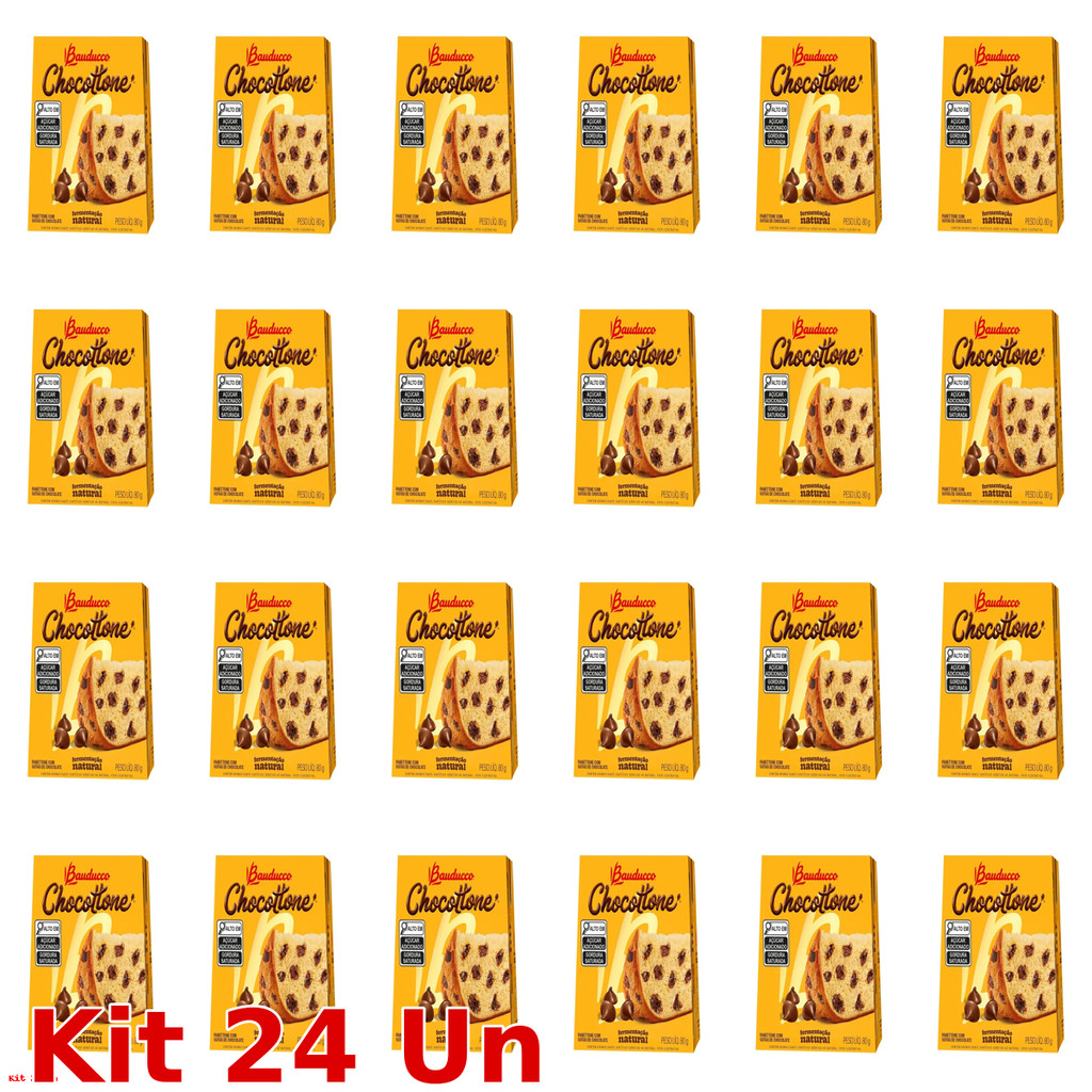 Kit 24 Mini Chocotone Gota Chocolate Chocotone Bauducco 80g | Shopee Brasil