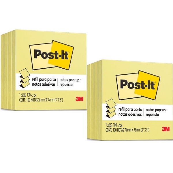 Kit com 2 POST-IT Refil 76 MM X 76 MM 100 Folhas Cada 3M | Shopee Brasil
