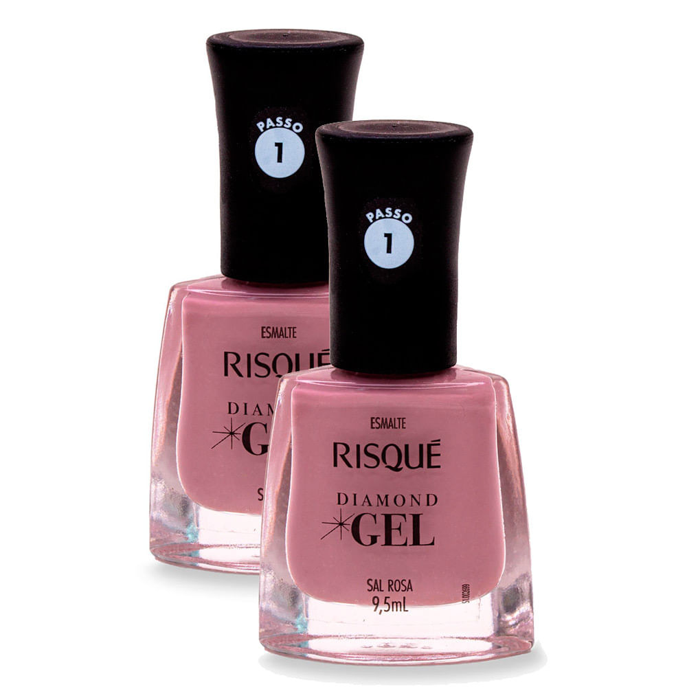 Kit 2 Esmalte Risqué Diamond Gel Sal Rosa Cremoso 9,5ml | Shopee Brasil