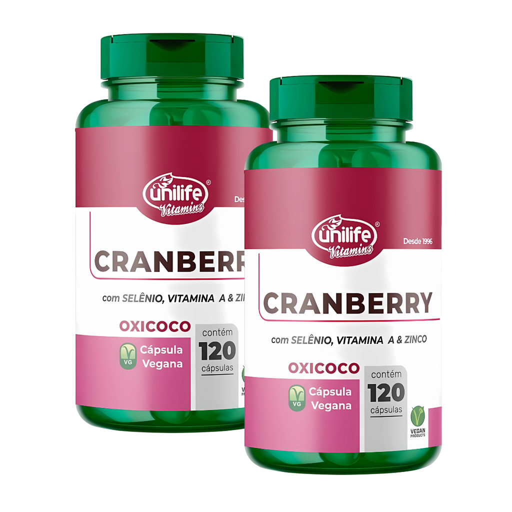 Kit 2 Frascos de Cranberry Oxicoco Unilife 120 Capsulas 500mg | Shopee ...