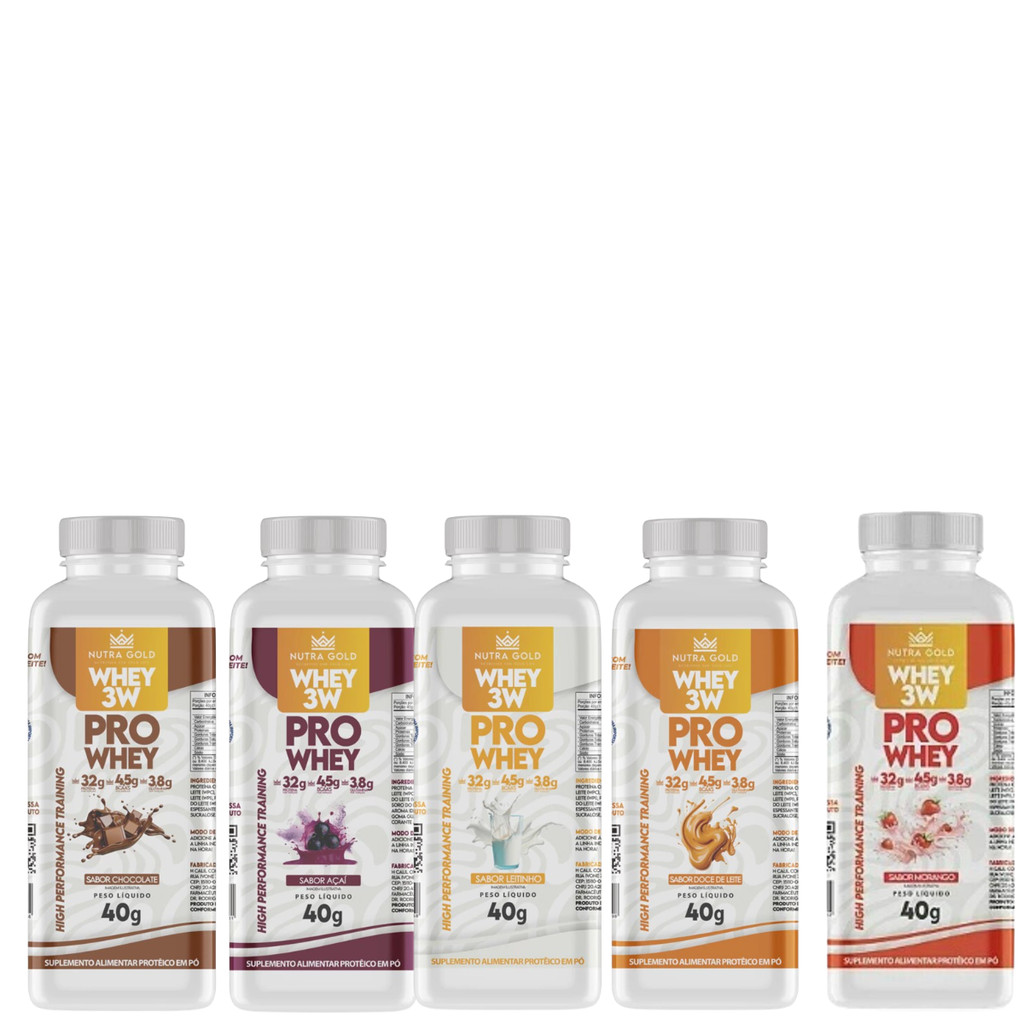 Combo 5 Whey Protein 3w Nutra Gold 40g (32g Proteina) | Shopee Brasil