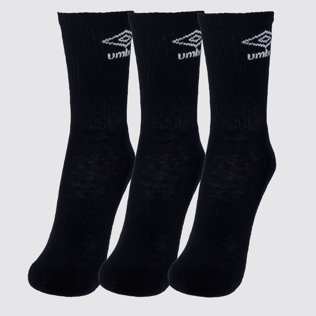 Kit Meia Umbro 3 Pares Cano Alto Preta Shopee Brasil