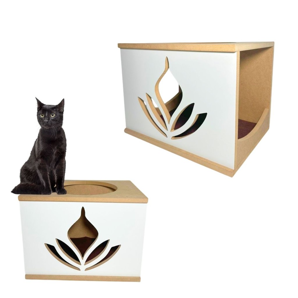 Nicho Para Gato Flor de Lotus REFORÇADO MDF15MM Montado Casinha de Gato ...