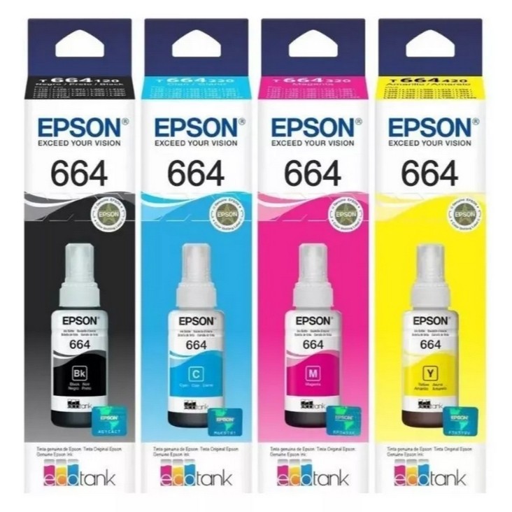 Kit Tinta Original Epson L120 L1300 L395 664 T644 L396 L355 L555 L365 ...