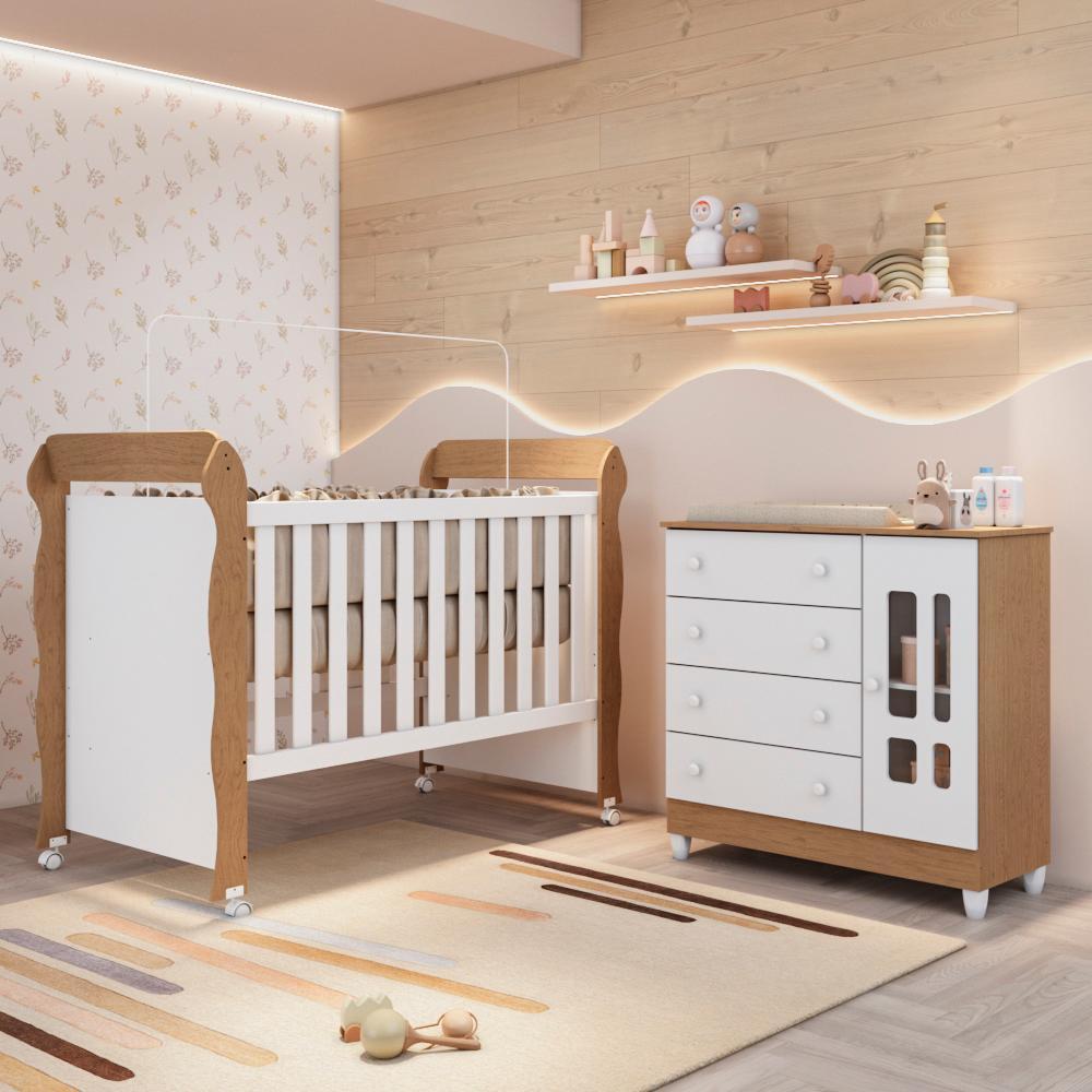 Quarto Bebê Berço Americano Mini Cama Mirelle Cômoda Ariel 4 Gavetas ...