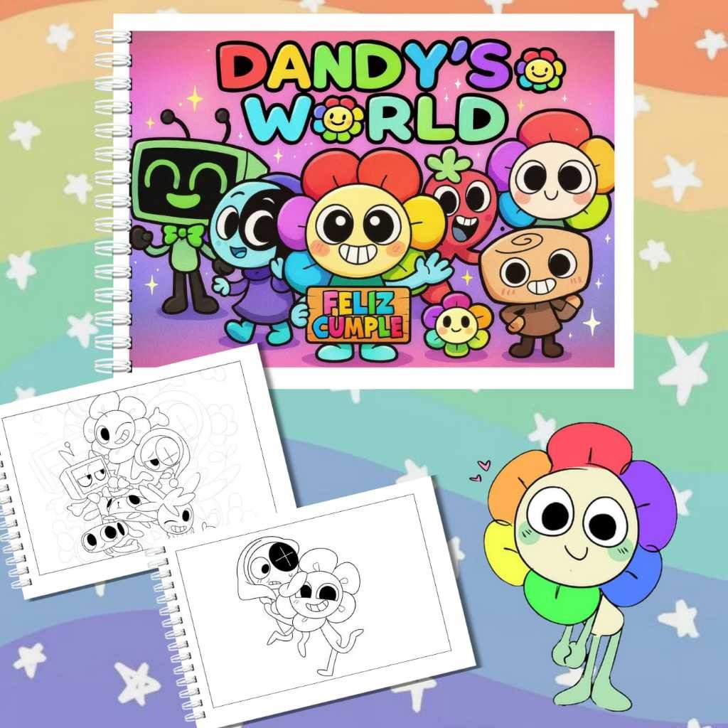 Livro de Colorir Pequeno A5 DANDY'S WORLD Capa Dura | Shopee Brasil