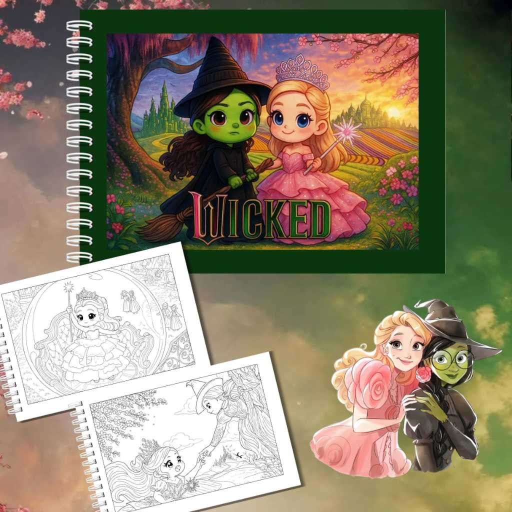 LIVRO DE COLORIR THE WICKED CAPA DURA FOLHAS GROSSAS A5 180g 50 ...