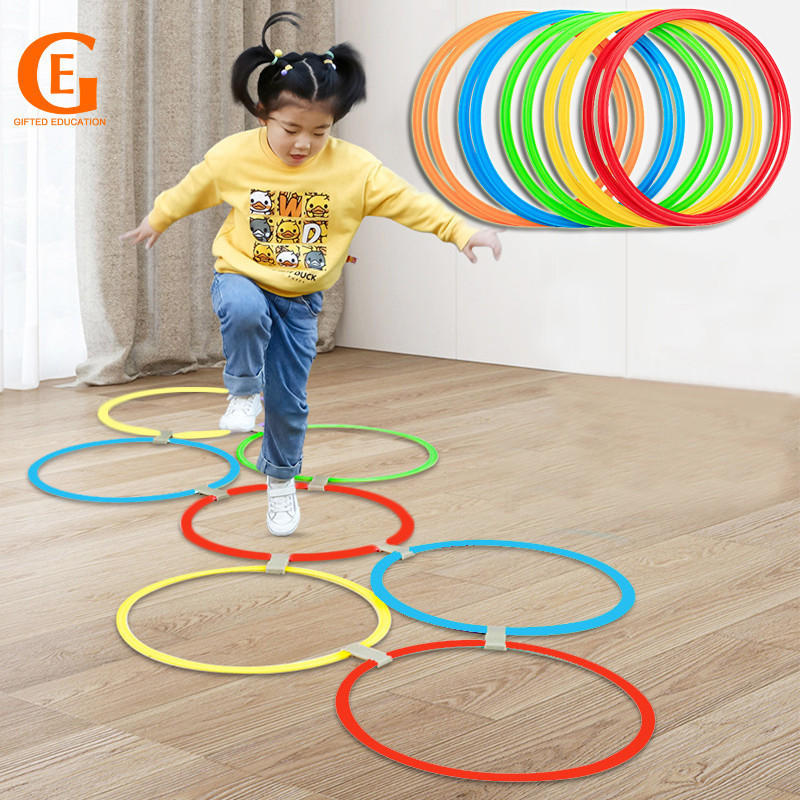 10 Peças Brinquedos Infantis para Exterior Amarelinha Anel de Salto ...