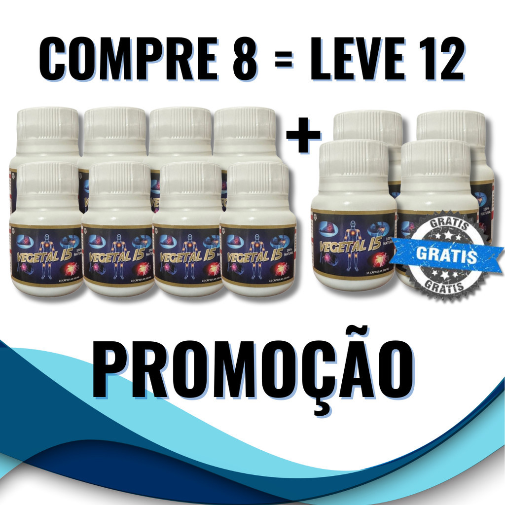 Kit 12 Frascos Vegetal 15 - Suplemento Alimentar ORIGINAL 500mg | Shopee Brasil
