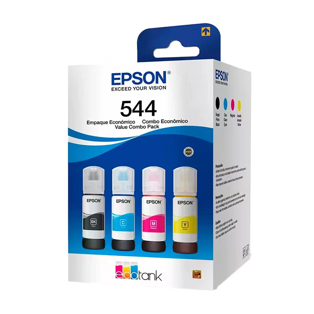BOX 04 UNIDADES DE TINTA T544 PARA IMPRESSORAS L3110 L3210 L3250 ORIGINAIS SELADAS E LACRADAS ...
