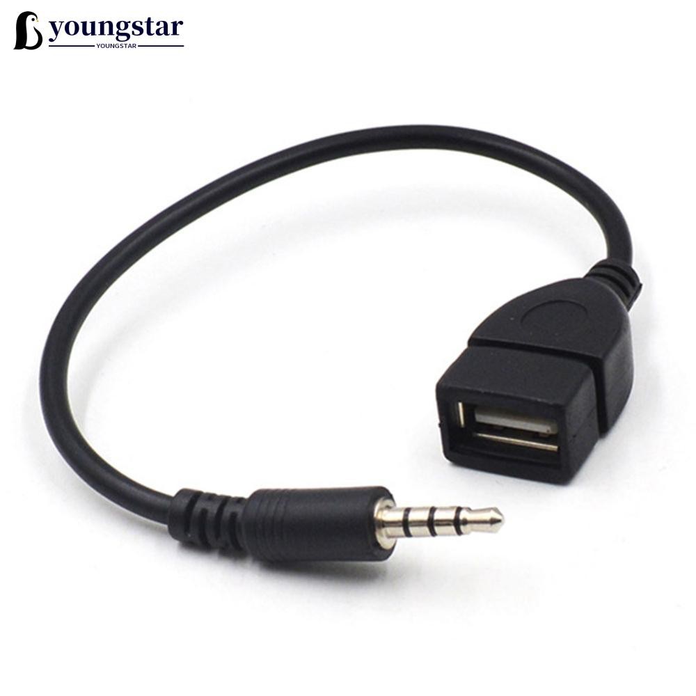 YST Preto 3.5mm Macho Áudio AUX Para USB Tipo A Fêmea Conversor OTG Cabo Adaptador Carro ...