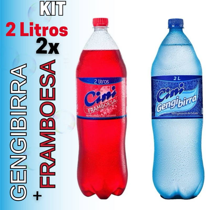 Kit Refrigerante Gengibirra Gengibre + Gasosa Framboesa 2 Litros CINI ...