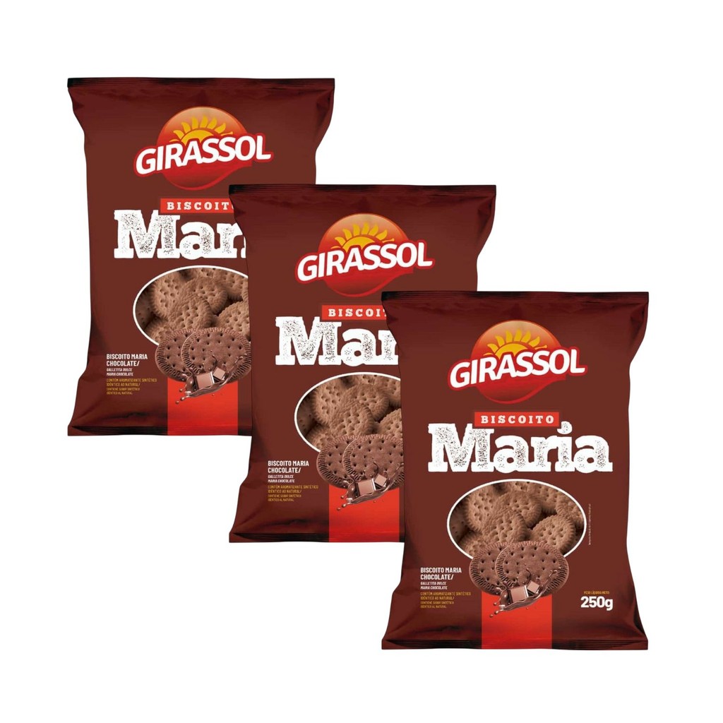 Kit Mini Maria Chocolate 250g Girassol - 3unidades | Shopee Brasil