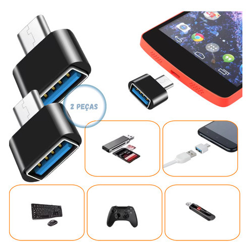 Kit 2x Adaptador Usb 3.0 Para pendrive Tablet Celular Mouse - otg tipo ...