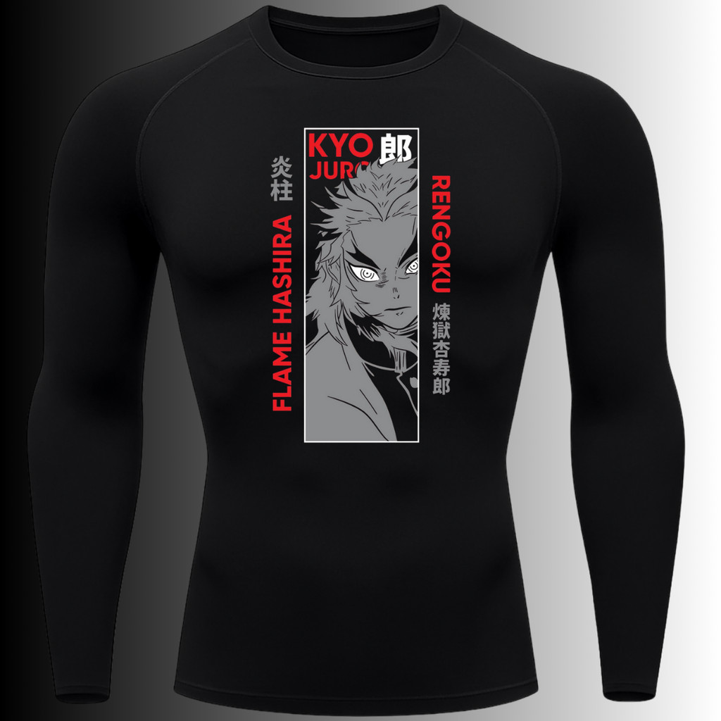 Camiseta Compressão Longa Anime Demon Slayer Kimetsu Kyojuro Rengoku ...