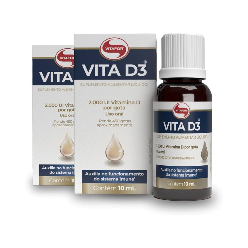 Kit 2 Vita D3 Vitamina D 2000ui Vitafor 10ml em Gotas | Shopee Brasil