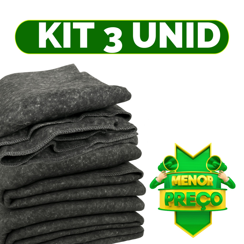 Kit 3 Peças Cobertor Manta Para Doação Grosso Simples Mudança Pet Casal ...