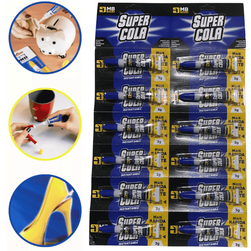 Kit 12 super cola instantânea 3g | Shopee Brasil