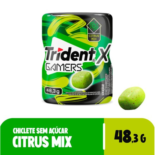 Chiclete Trident X Gamers Citrus Mix Sem Açúcar 48,3g | Shopee Brasil