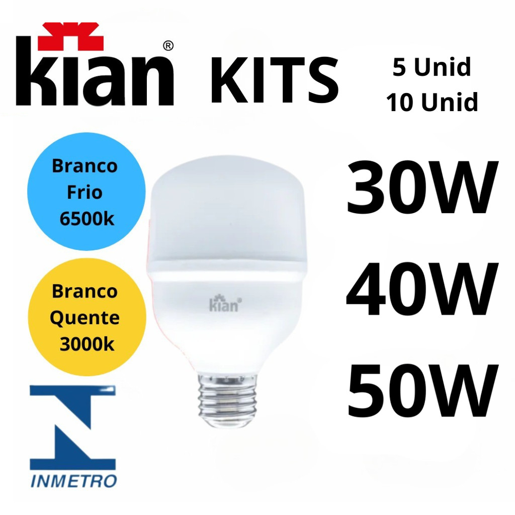 Kit Lâmpada KIAN Led Globe 30w 40w 50w - Branco Frio ou Quente | Shopee ...