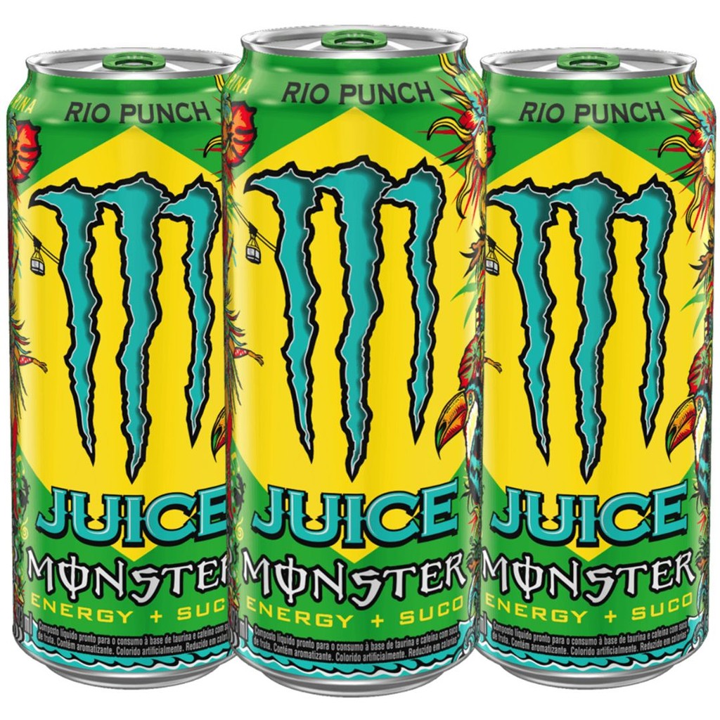 Kit 3un Energético Monster Energy 473ml Rio Punch Lata Brasil Juice Mix ...