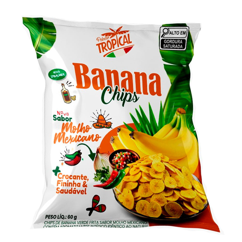 Banana Chips Paixão Tropical Sabor Molho Mexicano 60g | Shopee Brasil
