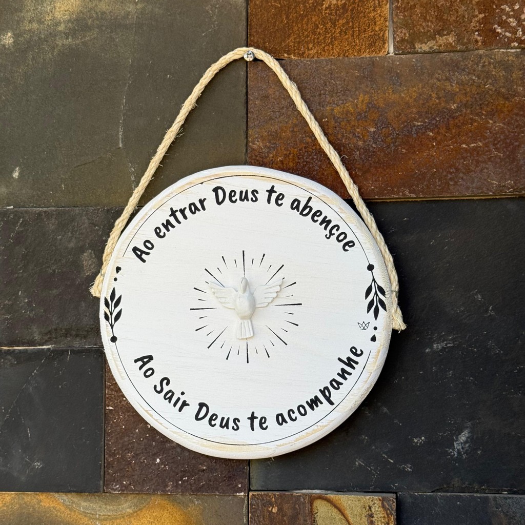 Placa de Porta 20cm – Ao entrar, Deus te abençoe. Ao sair, Deus te ...