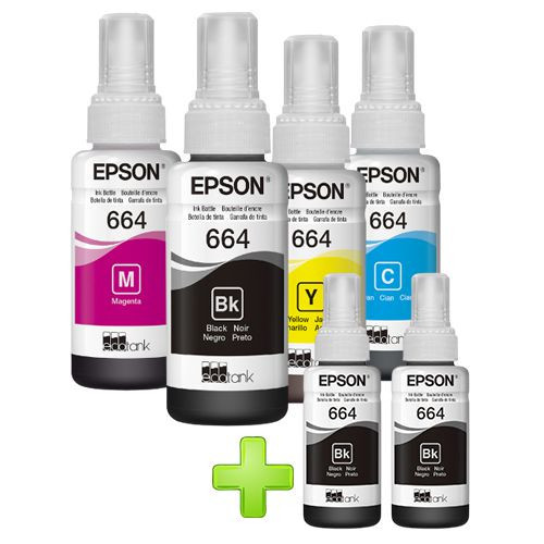Kit 6 Tintas T664 L120 L355 L365 L1300 L395 L396 L355 L555 Original sem ...