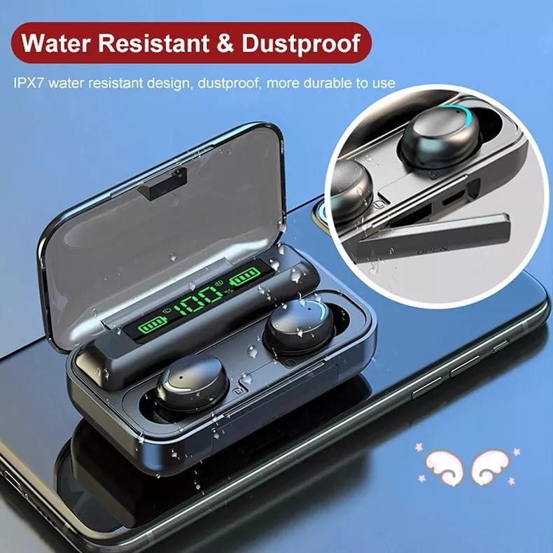 Fones De Ouvido Sem Fio F9 TWS-Bluetooth 5.0 Estéreo Baixo Controle De ...