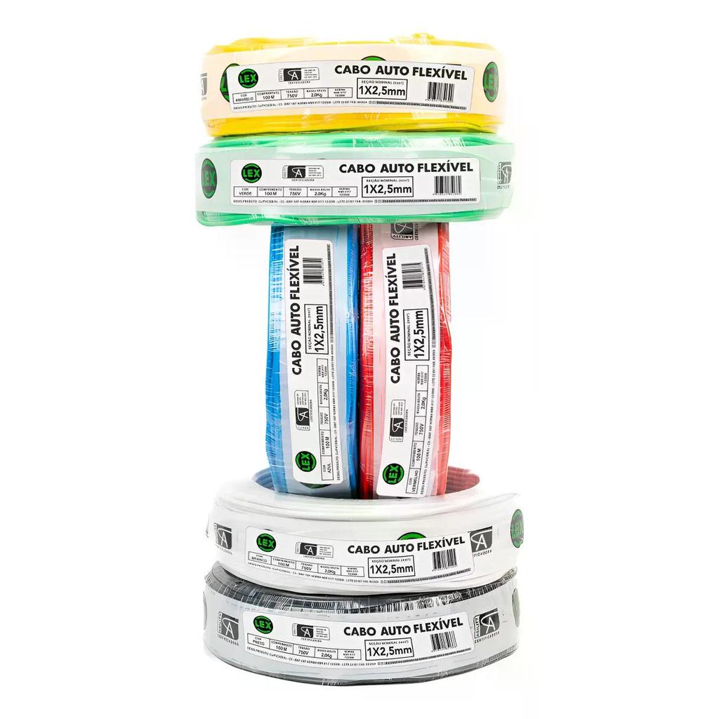 Fio Elétrico Cabo Flexível 2,5mm Rolo 50 Metros. | Shopee Brasil