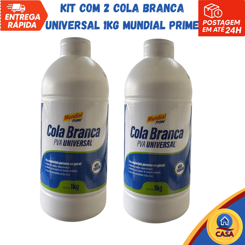 Cola Branca universal 1kg Mundial Prime - Kit com 2 unidades | Shopee ...