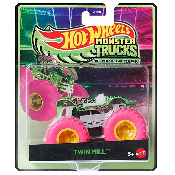Hot Wheels Monster TRUCKS Brilha NO Escuro Mattel JFX08 TWIN MILL ...