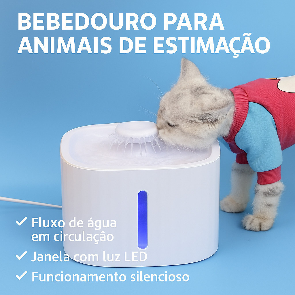 Bebedouro Fonte de Água Com Fio Elevado Automático Com Filtro Para Pet ...