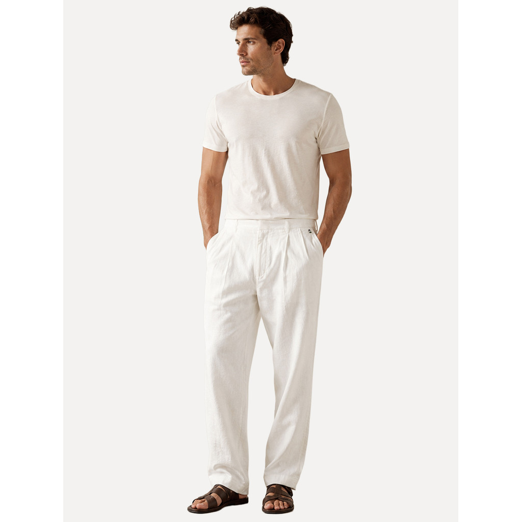 Calça Reserva Masculina Linho Casual Relax Branco | Shopee Brasil