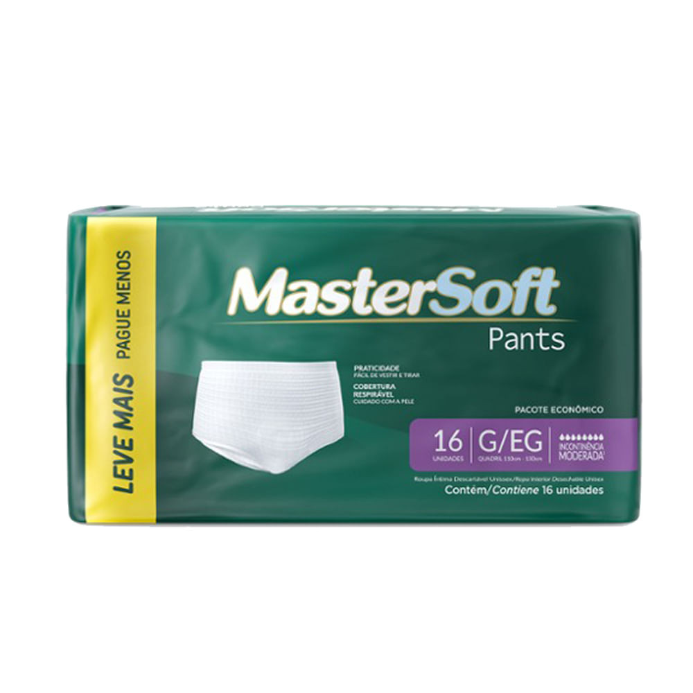 Roupa Intima Descartável Mastersoft Pants Tamanho G/EG com 16 Unidades ...